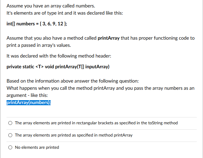 Solved Assume you have an array called numbers. It's | Chegg.com
