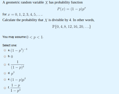 Solved A geometric random variable X has probability | Chegg.com