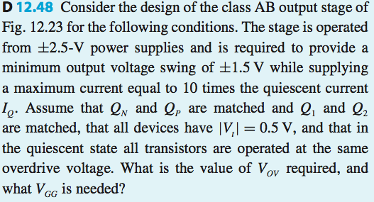 Solved D 12.48 Consider the design of the class AB output | Chegg.com