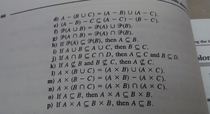 Solved g6 d)A-(BUC) = (A _ B) U (A- f) 9(A U B) = 9(A) U | Chegg.com