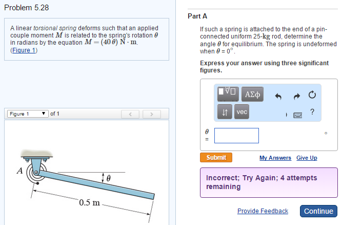 Solved A linear torsional spring deforms such that an | Chegg.com