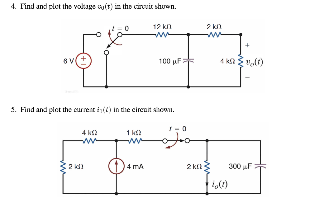 Solved Find and plot the voltage v_0(t) in the circuit | Chegg.com
