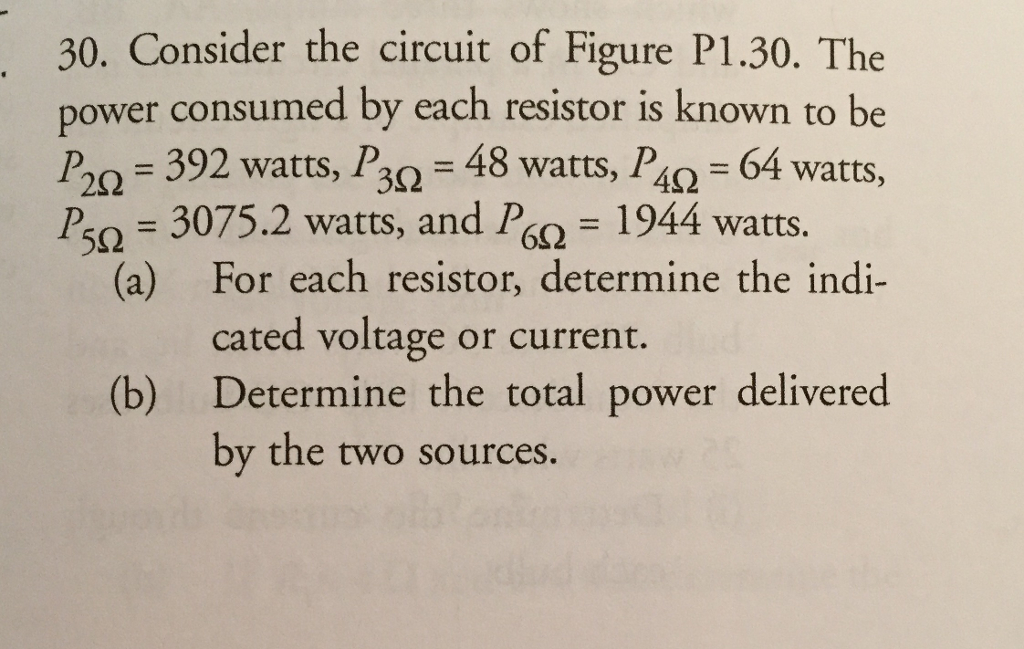 Solved 30. Consider the circuit of Figure P1.30. The power | Chegg.com