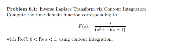 Solved Problem 8.1: Inverse Laplace Transform via Contour | Chegg.com