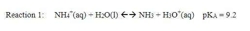 Solved Reaction 1 NH4 -(aq) + H2O(l) ← → NH3-H3O"(aq) pKa = | Chegg.com