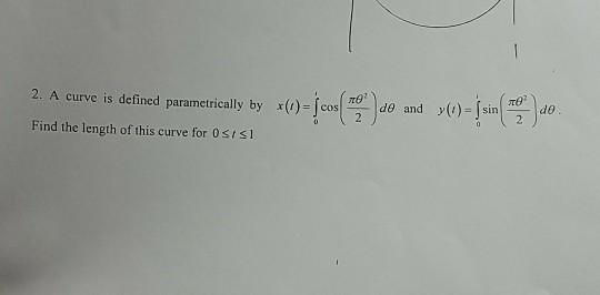 Solved a curve is defined parametrically by x(t) = integral | Chegg.com