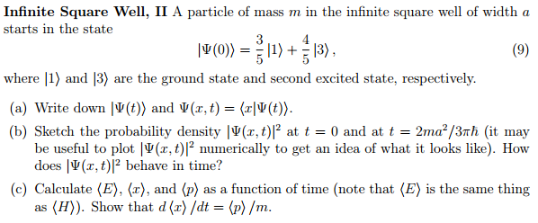 Solved Infinite Square Well, II A particle of mass m in the | Chegg.com