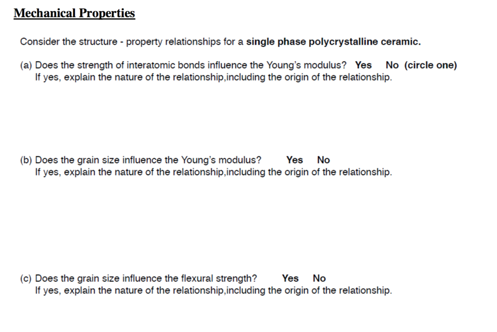 Solved Mechanical Properties Consider the structure property | Chegg.com