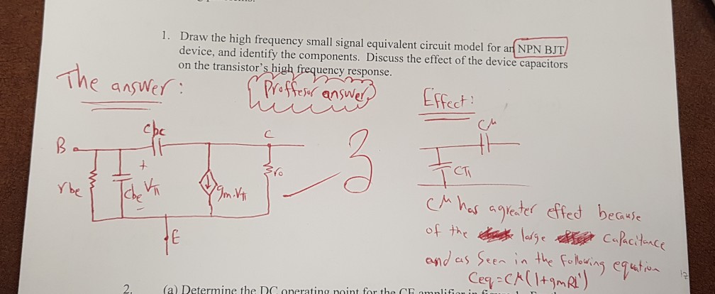 Solved s Draw the high frequency small signal equivalent | Chegg.com