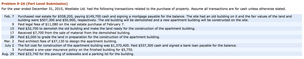 Solved Problem 9-2A (Part Level Submission) For the year | Chegg.com