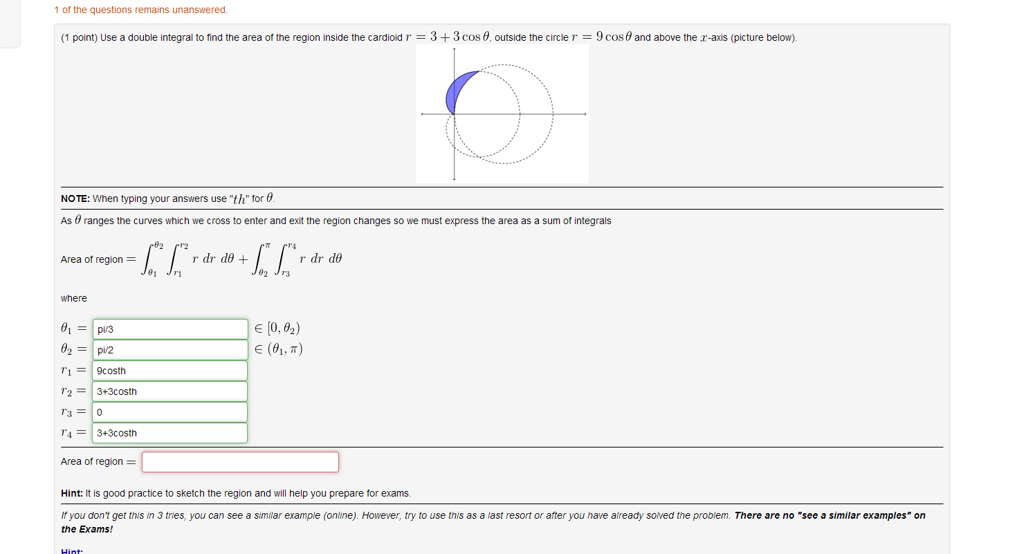 Solved Use a double integral to find the area of the region | Chegg.com