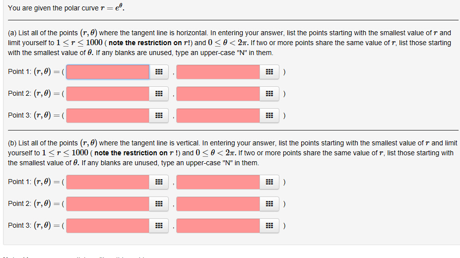 Solved You are given the polar curve r = e ^theta. (a) List | Chegg.com