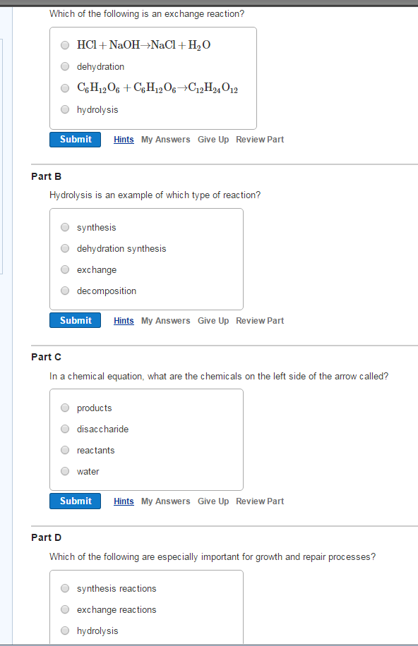 Solved Which of the following is an exchange reaction? HCl | Chegg.com