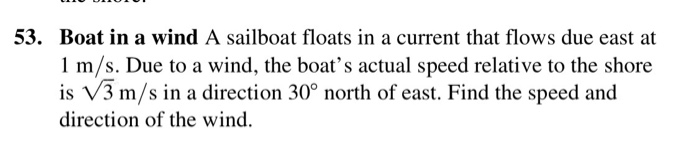 Solved Boat in a wind A sailboat floats in a current that | Chegg.com