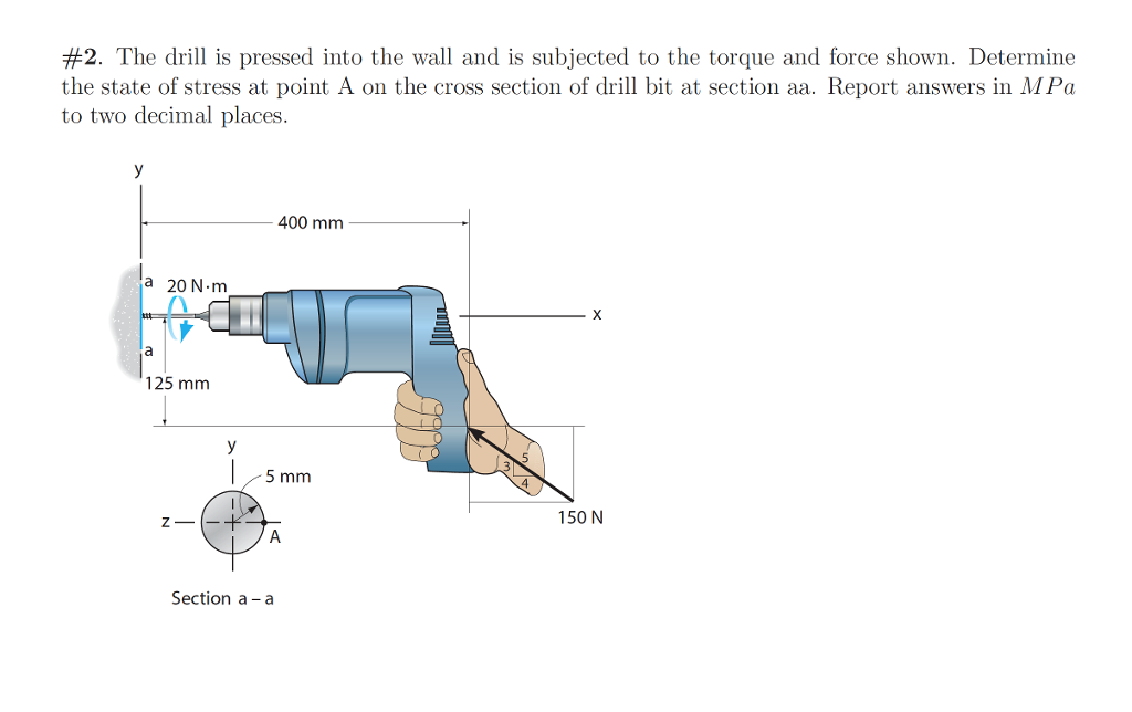 Solved The drill is pressed into the wall and is subjected | Chegg.com