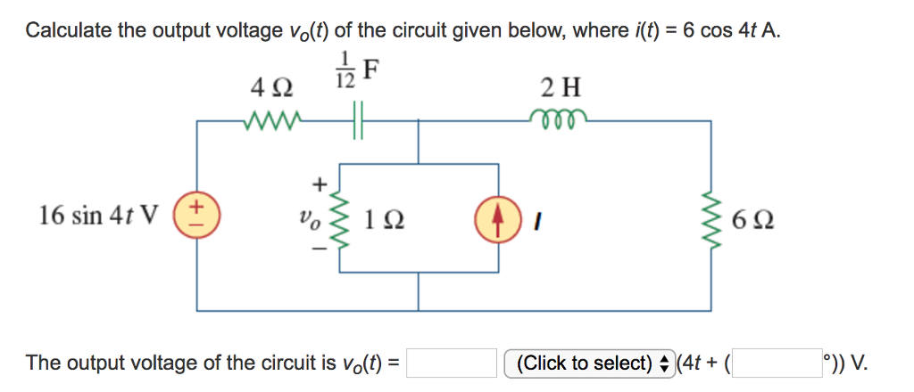 Solved Calculate the output voltage v_o(t) of the circuit | Chegg.com