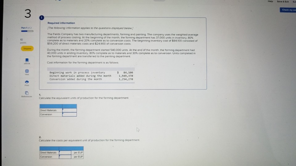 Solved Help Save & Exit Su Check my wo 3 0 Required | Chegg.com