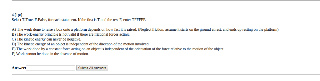 Solved 4.[1pt] Select T-True, F-False, for each statement. | Chegg.com