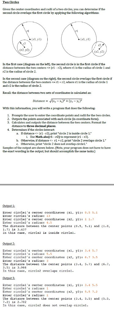 Solved Given the center coordinates and radii ofa two | Chegg.com