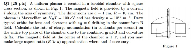 A uniform plasma is created in a toroidal chamber | Chegg.com