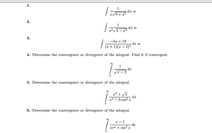 Solved Integrals 1/x squareroot 9 + x^2 dx = integrals | Chegg.com