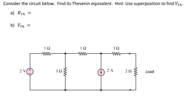 Solved Consider the circuit below. Find its Thevenin | Chegg.com