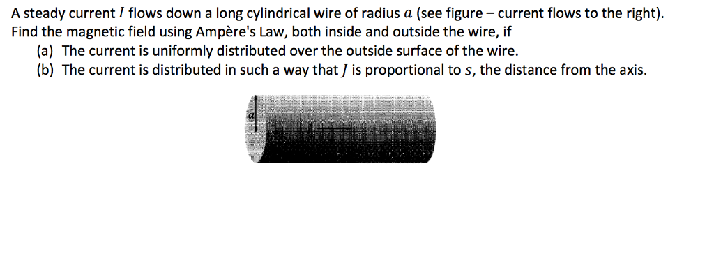Solved A steady current I flows down a long cylindrical wire | Chegg.com