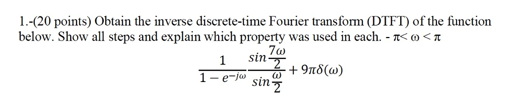 Solved Obtain the inverse discrete-time Fourier transform | Chegg.com