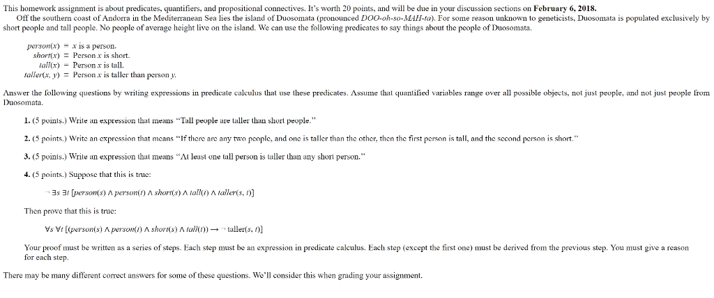 Solved This homework assignment is about predicates, | Chegg.com