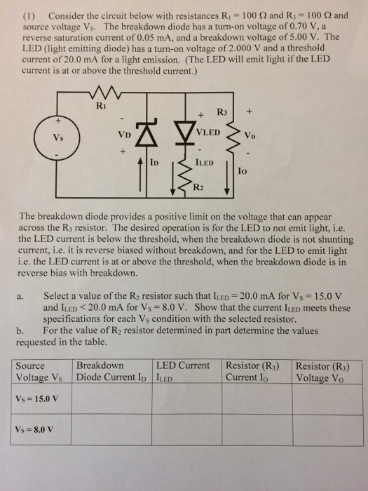 (1) Consider the circuit below with resistances R1 = | Chegg.com