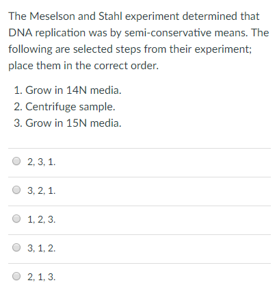 Solved The Meselson and Stahl experiment determined that DNA | Chegg.com