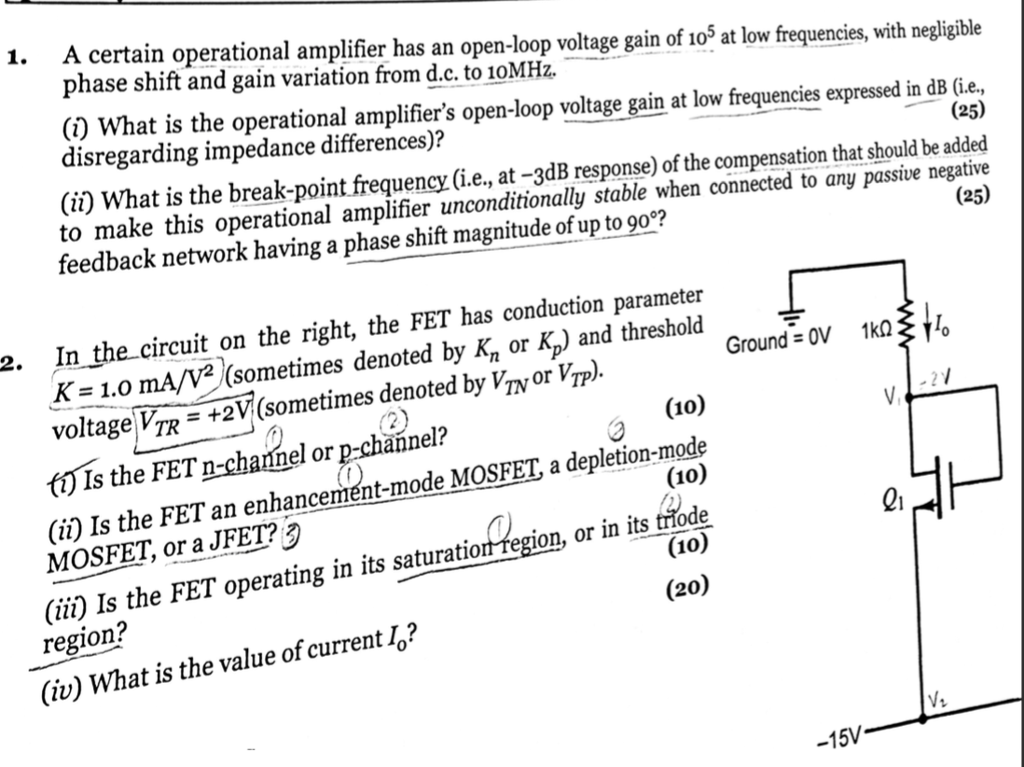 Solved A certain operational amplifier has an open-loop | Chegg.com