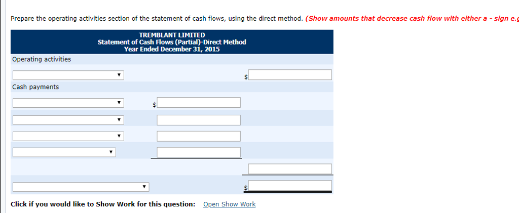 Solved Problem 13-3A (Direct Method) The income statement | Chegg.com