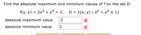 Solved Find the absolute maximum and minimum values of f on | Chegg.com