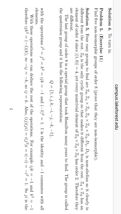 Solved To turn in. Find five non-isomorphic groups of order | Chegg.com