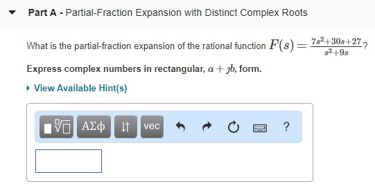 Solved Part A Partial-Fraction Expansion with Distinct | Chegg.com