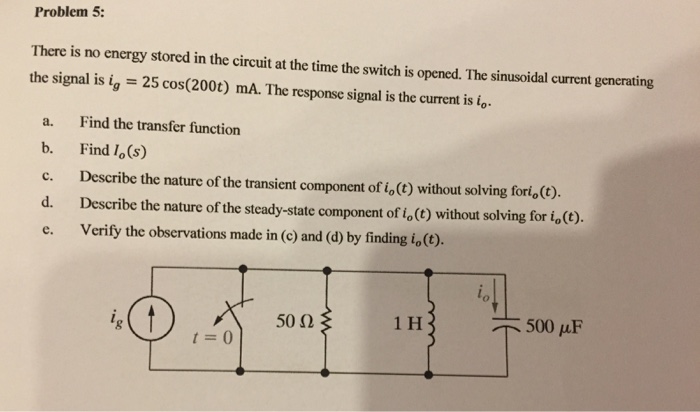 Solved There is no energy stored in the circuit at the time | Chegg.com