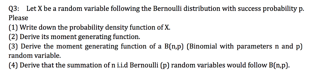 Solved Q3: Let X be a random variable following the | Chegg.com