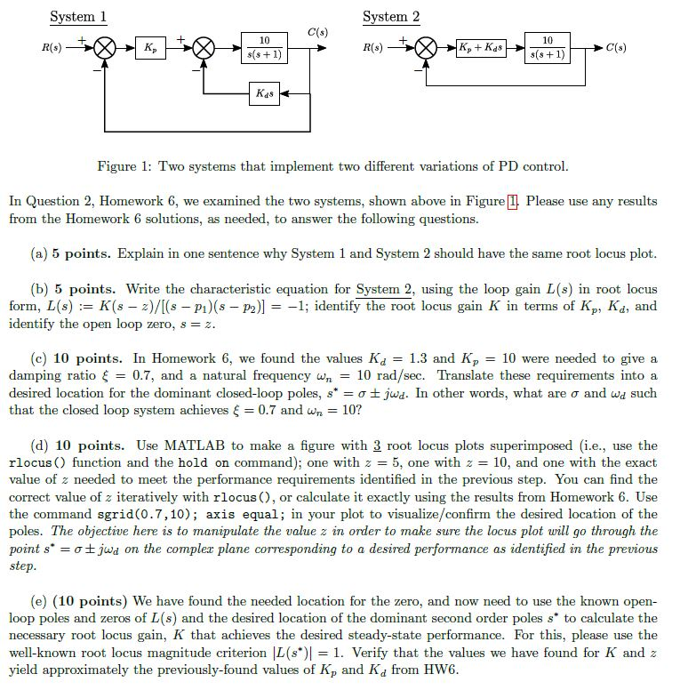 Solved System 1 System 2 C(s) 10 10 R(s) Figure 1: Two | Chegg.com