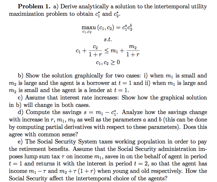 Solved Derive analytically a solution to the intertemporal | Chegg.com