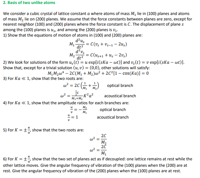 2. Basis of two unlike atoms We consider a cubic | Chegg.com