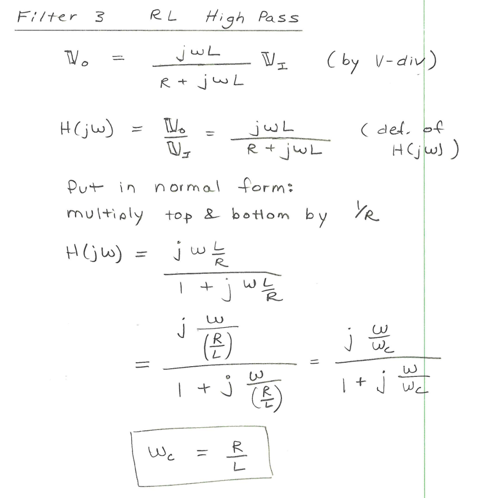 Solved What is the cutoff frequency wc for high-pass filter | Chegg.com