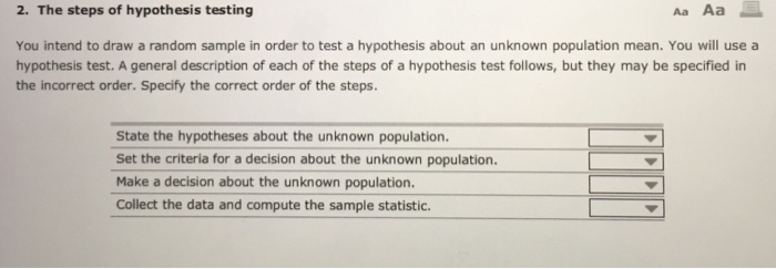 Solved The steps of hypothesis testing You intend to draw a | Chegg.com