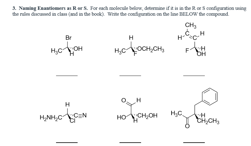 Solved Naming Enantiomers as R or S. For each molecule | Chegg.com