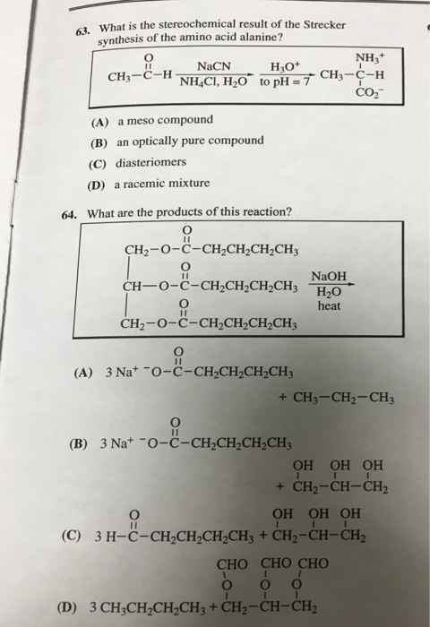 Solved What is the stereochemical result of the Strecker | Chegg.com