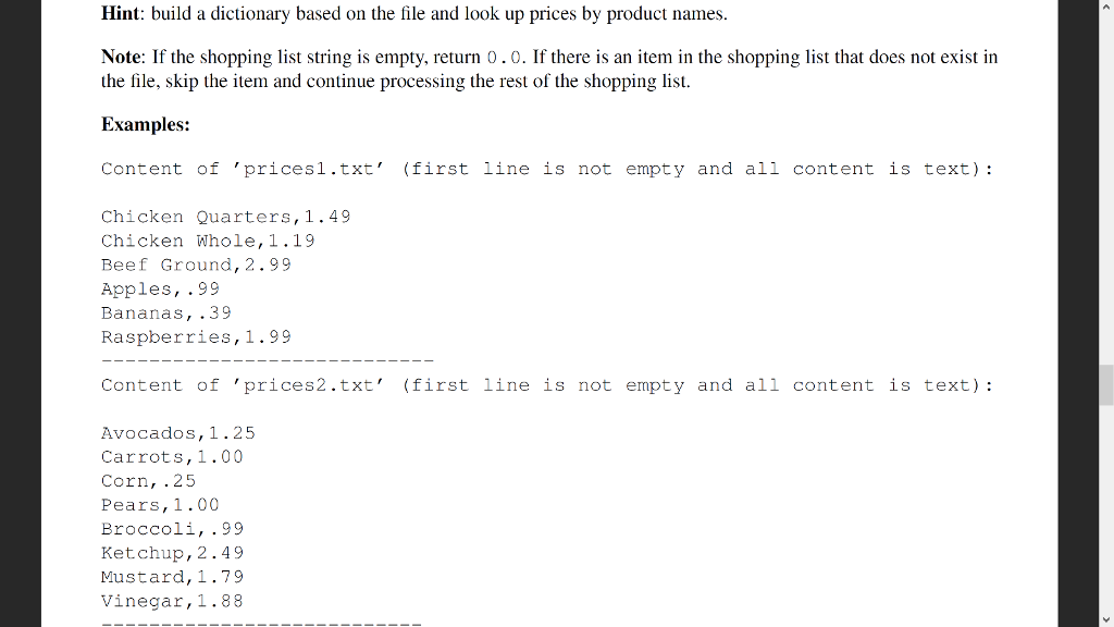 Solved Part III: Grocery Shopping (20 points) Write a | Chegg.com