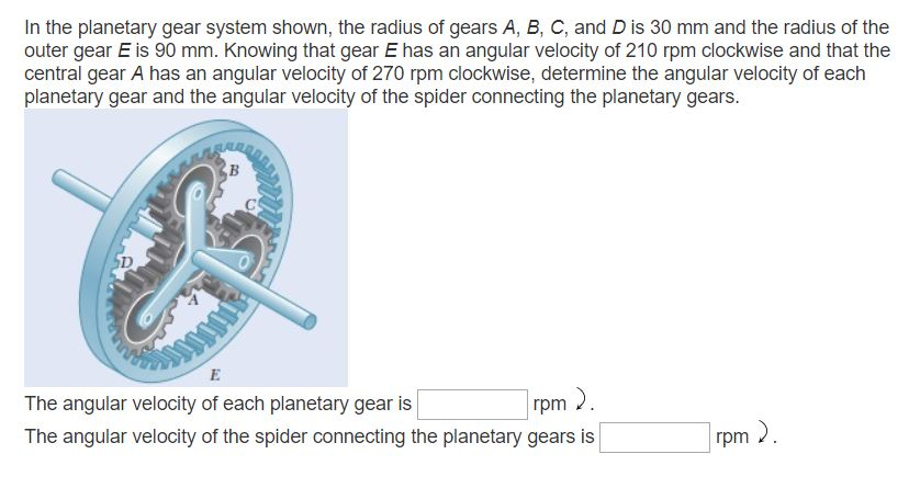 Solved In the planetary gear system shown, the radius of | Chegg.com