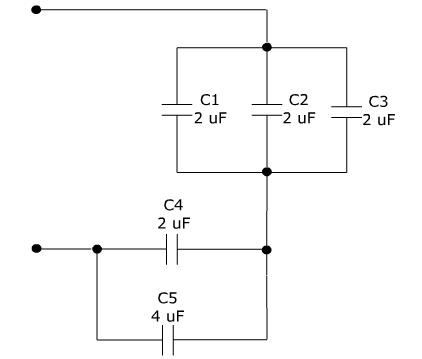 Solved C1. 2 uF C4 2 uF C5 4 uF C2 2 uF C3 2 uF | Chegg.com