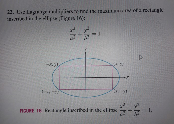 Solved 22. Use Lagrange multipliers to find the maximum area | Chegg.com