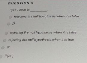 Solved Type error is rejecting the null hypothesis when it | Chegg.com